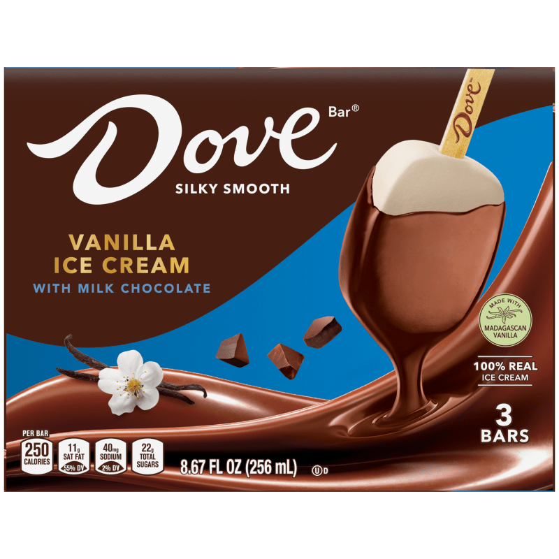 DOVE Vanilla Ice Cream Bars Coated With Milk Chocolate, 3 Pack, 2.89 Oz ...
