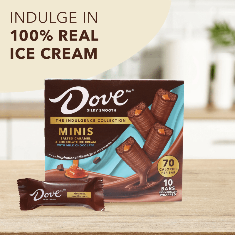 DOVE Ice Cream Minis, Milk Chocolate Salted Caramel Chocolate Ice Cream ...